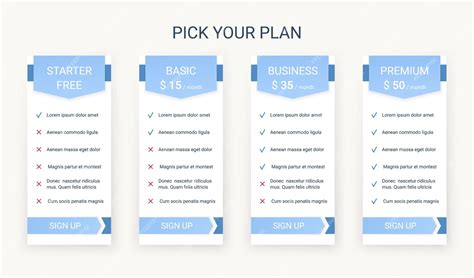 Premium Vector Price Table Template Comparison Chart Layout Pricing