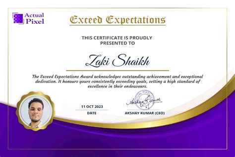 Mohammad Zaki On Linkedin Thrilled To Receive An Exceeds Expectations Certificate At Actual