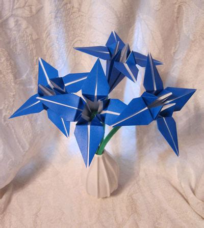 Blue Origami Flower Bouquet