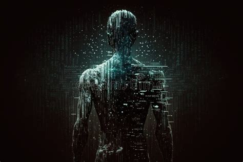 A Human Figure Is Created Using Digital Codes Concept Of Artificial