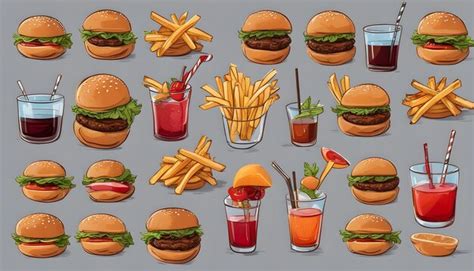 Premium Photo A Drawing Of A Hamburger And French Fries