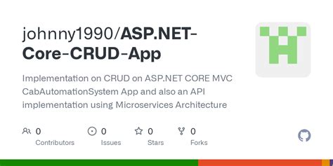 Github Johnny Asp Net Core Crud App Implementation On Crud On Asp Net Core Mvc