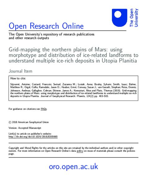 Pdf Grid Mapping The Northern Plains Of Mars Using Morphotype And