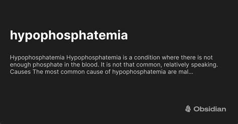 Hypophosphatemia Obsidian Publish