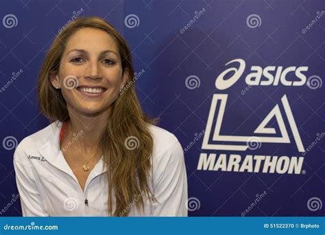 Sara Hall American Marathon Runner Attends A Press Conference