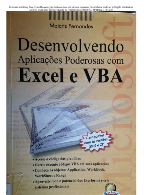 Desenvolvendo Aplicações Poderosas Com Excel E Vba Passei Direto Pdf