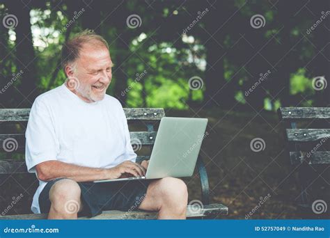 Regular Old Guy Typing On Computer Stock Image Image Of Internet Grandfather