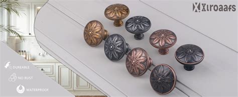 Xlroaafs 4 Pack Antique Brass Cabinet Knobs Vintage Dresser Knobs Drawer Knobs14 Round