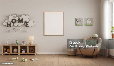 모던한 미니멀리즘 스타일의 파스텔 색상의 어린이 방 인테리어 공간을 복사합니다 템플릿 3d 렌더링 0명에 대한 스톡 사진 및 기타 이미지 Istock