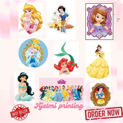 Jual Sablon Stiker Desney Princess Dtf Setrika Kecil Isi 10 Pcs