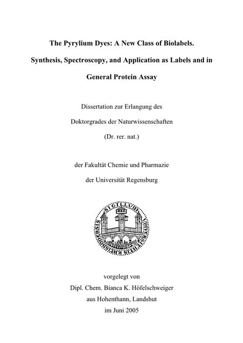 The Pyrylium Dyes A New Class Of Biolabels Synthesis Spectroscopy And Application As Labels