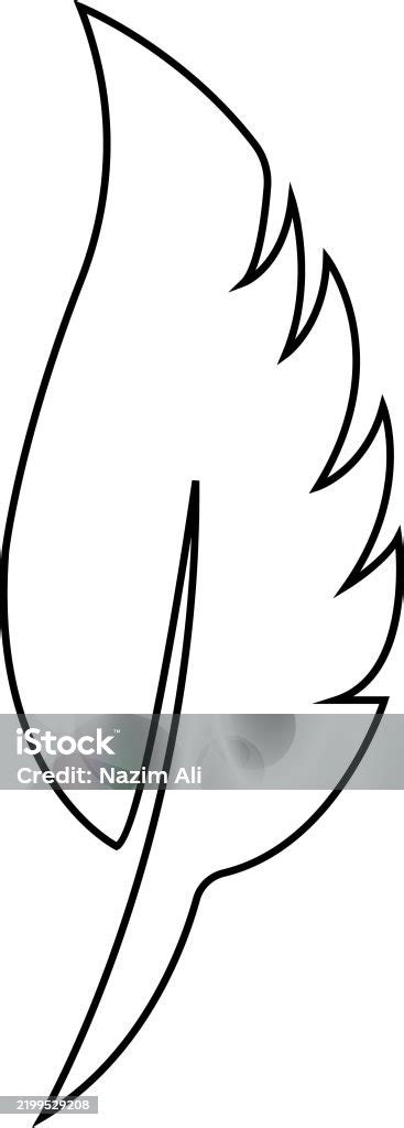 검은색 윤곽선 깃털 아이콘입니다 그래픽과 웹 디자인을 위한 벡터 일러스트레이션 투명한 배경에 간단한 실루엣 서명 편집 가능한 스톡 웹사이트 버튼 또는 모바일 앱에 대한