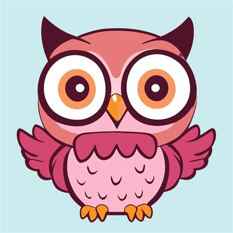 Симпатичная сова нарисованная вручную мультяшная наклейка иконка изолированная иллюстрация