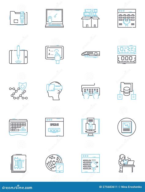 Gadget Linear Icons Set Smartph Laptop Tablet Camera Headphs Earbuds Smartwatch Line