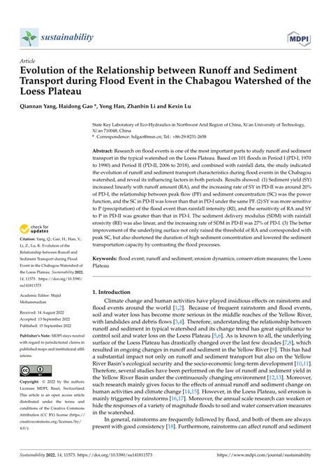 Pdf Evolution Of The Relationship Between Runoff And Sediment