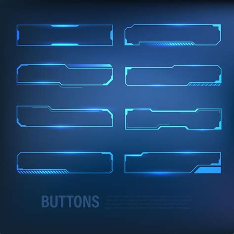 Premium Vector Button Set Technofuturistic Style Scifi Color Blue