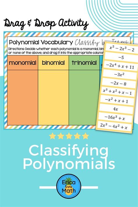 Classifying Polynomials Digital Drag Drop Activity Polynomials Digital Activities Quadratics