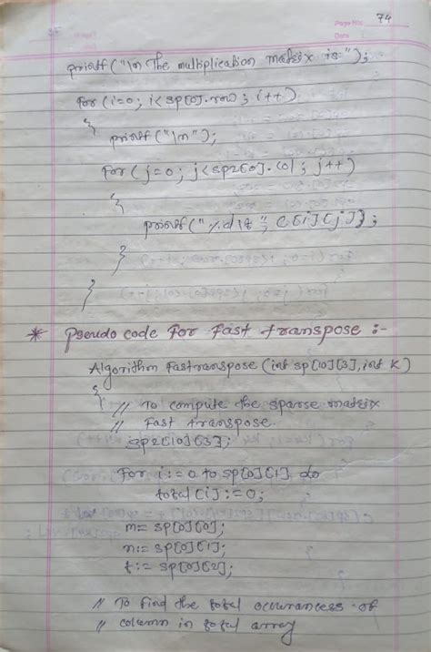 DATA STRUCTURES AND ALGORITHMS Fast Transpose Of Sparse Matrix