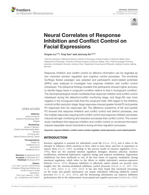 Pdf Neural Correlates Of Response Inhibition And Conflict Control On