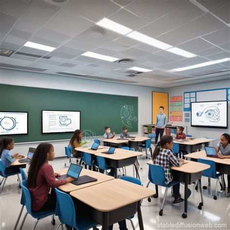 Modern Classroom With Adaptive Learning Technology Stable Diffusion
