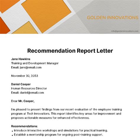 Recommendation Report Template
