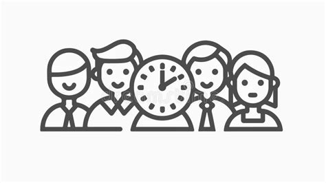 Effective Time Management Concept With Diverse People And Clock Outline Stock Vector