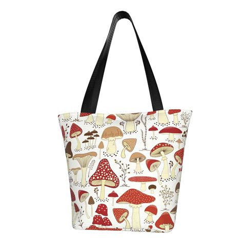 Adobk Cartoon Mushrooms Canvas Tote Bag Vintage Tote Bag Shopping Bags
