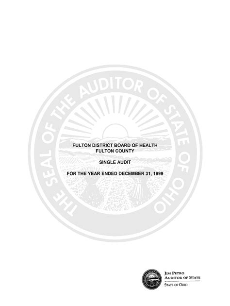 Fulton District Board Of Health Fulton County Single Audit For The Year