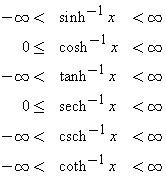 Principal Values Of Inverse Hyperbolic Functions