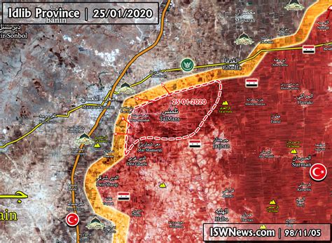 Map Syrian Army Advances In The Idlib Province 500 Meters To Maarat