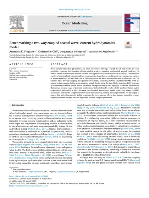 Pdf Benchmarking A Two Way Coupled Coastal Wavecurrent Hydrodynamics