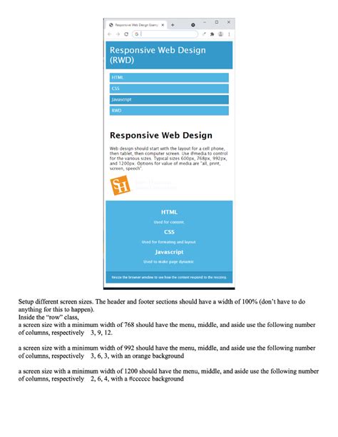 Responsive Web Design Rwd Assignment Modify The