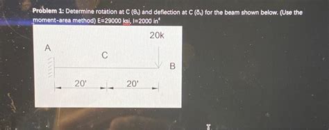 Solved Problem 1 Determine Rotation At C θc And Deflection