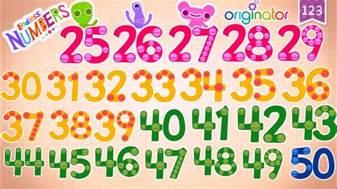 Endless Numbers Learn To Count From 25 To 50 Youtube