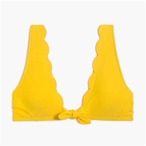 Factory Scalloped Tie Front Bikini Top For Women