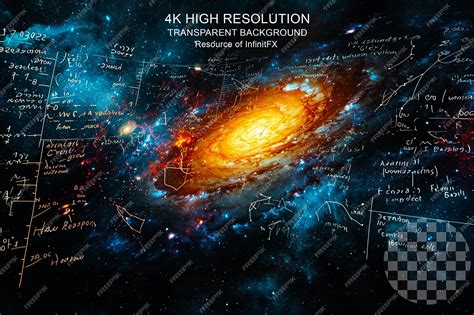 premium psd mathematical and physical formulas galaxy textured on