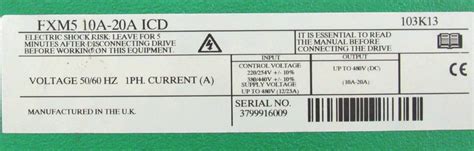 Used Control Techniques Fxm5 10a 20a Icd Field Controller Fxm510a20aicd Sb Industrial Supply Inc