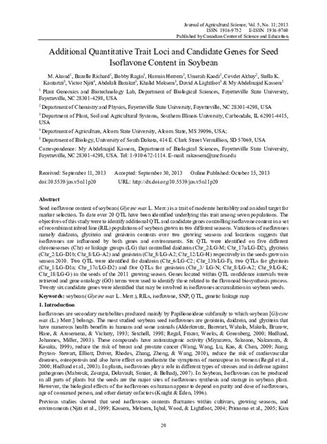 Pdf Additional Quantitative Trait Loci And Candidate Genes For Seed Isoflavone Content In Soybean