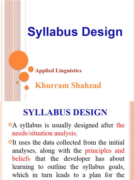 Syllabus Design Pdf Learning Curriculum