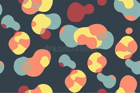 Natural Rounded Metaball Shapes Seamless Pattern Blue Orange Color Cells Cartoon Isolated