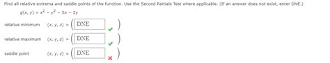 Solved Find All Relative Extrema And Saddle Points Of The