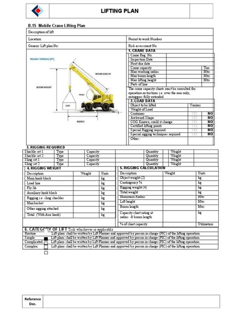 Lifting Plan Form Pdf