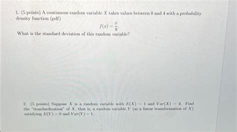 Solved 1 5 Points A Continuous Random Variable X Takes