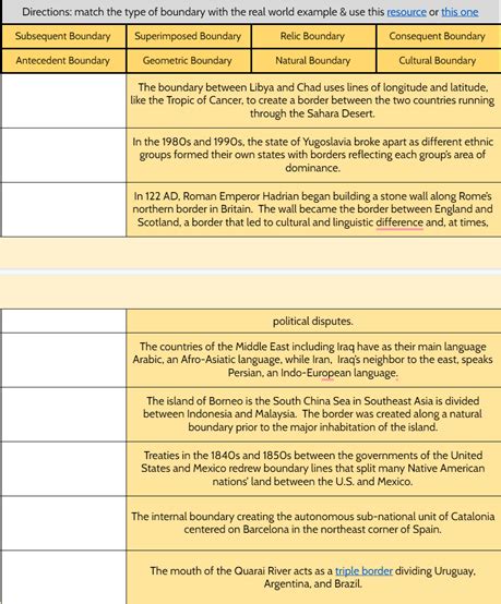 Solved Directions Match The Type Of Boundary With The Real World Example 1 Answer