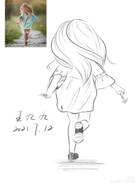 小女孩背影简笔画 小女孩背影简笔画图片 画趣文库（我爱生活）