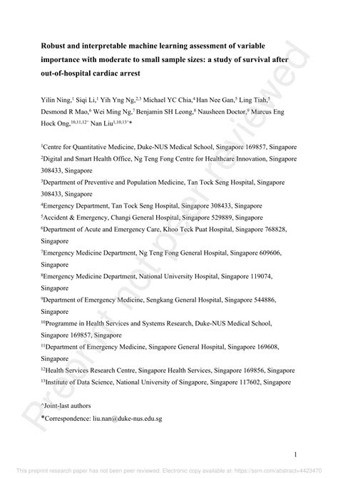 Pdf Robust And Interpretable Machine Learning Assessment Of Variable