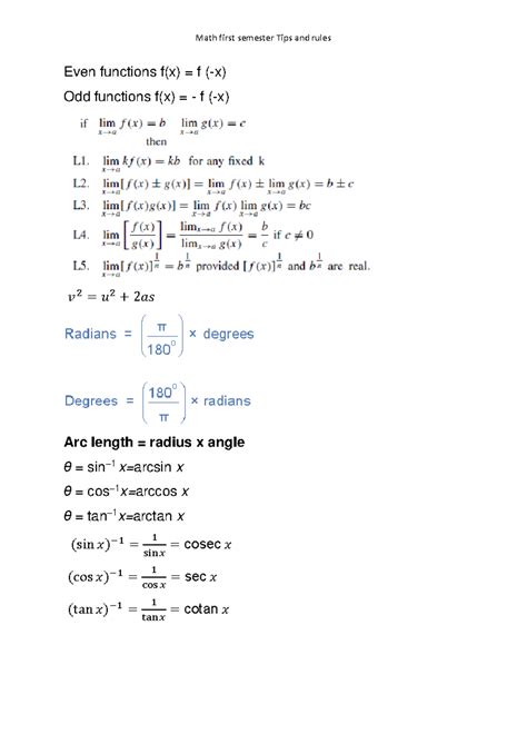 414839982 Math Formulas Mathematical Analysis 2 Math First Semester Tips And Rules Even