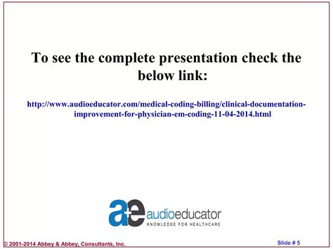 Clinical Documentation Improvement For Physician Em Coding Ppt