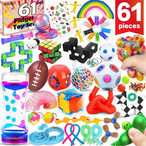 Terra 61 Pcs Fidget Toys Pack Party Favors Carnival Treasure Classroom Prizes Small Mini Bulk