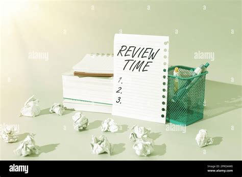 Hand Writing Sign Review Time Word Written On Situation Or System Its Formal Examination By